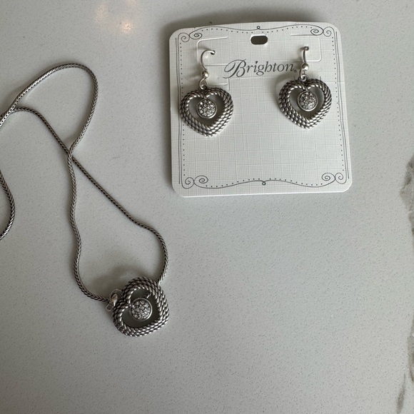 Brighton | Jewelry | Brighton Silver Heart Necklace And Earrings Set ...